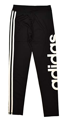 Adidas Kids Girls' Performance Tight Three Stripe Leggings - L - Black/White Text