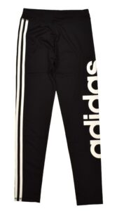 adidas girls' performance tight three stripe leggings - xl - black/white text