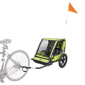 allen sports hi-viz 2-child bicycle trailer, model et2-g, green