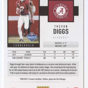 2020 Score Football #336 Trevon Diggs RC Rookie Card Alabama Crimson Tide Official NCAA Trading Card From Panini America