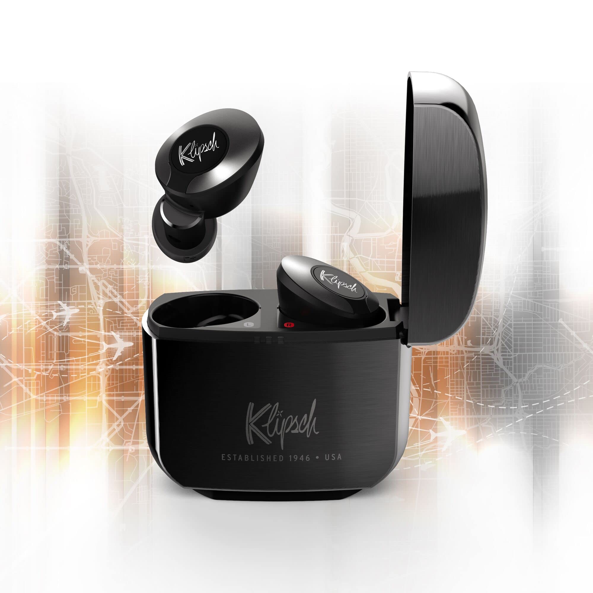 Klipsch T5 II Active Noise Cancelling ANC True Wireless Earphones in Gunmetal with AI Hands-Free Operation, Bluetooth 5.0, Best Fitting Earbuds with Patented Comfort, and a Wireless Charging Case