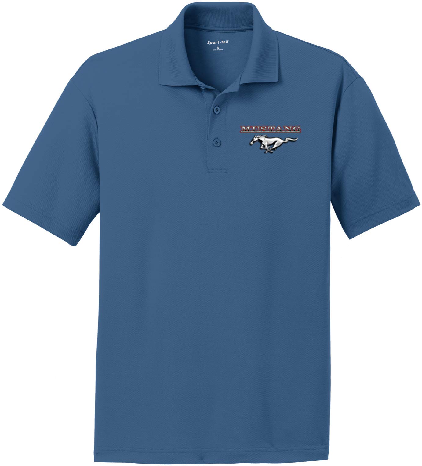 Buy Cool Shirts Mens Ford Polo Mustang Pocket Print Textured Polo Shirt (Large, Dawn Blue)