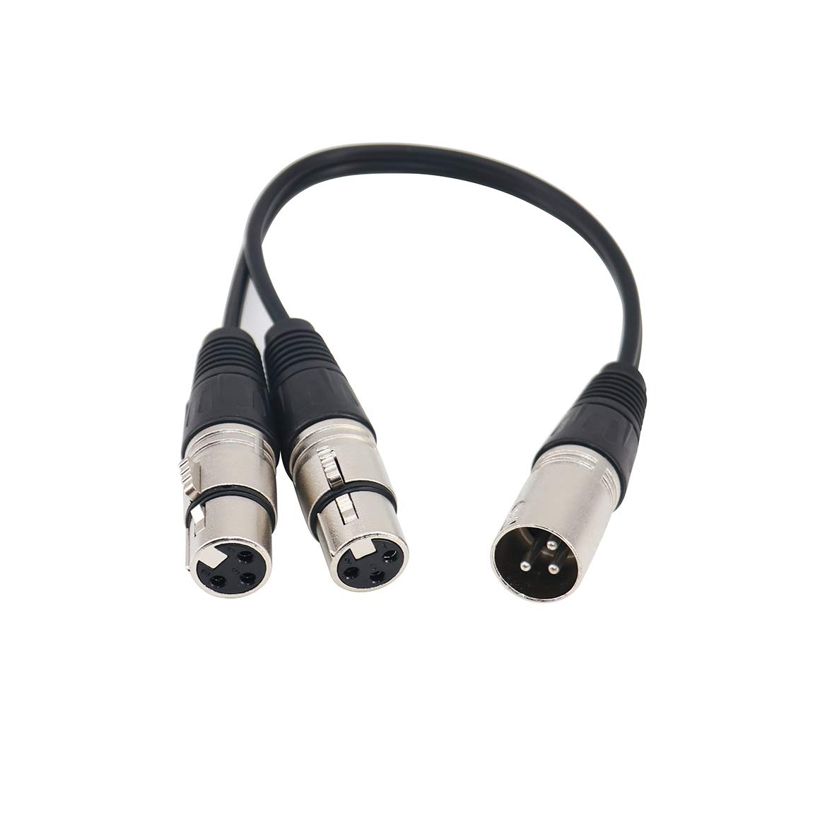 Tan QY Splitter XLR Cable 3 Pin XLR Splitter Y-Adapter Male to 2 Female DMX Cable， mic preamp, Splitter Patch Cable (1Ft)