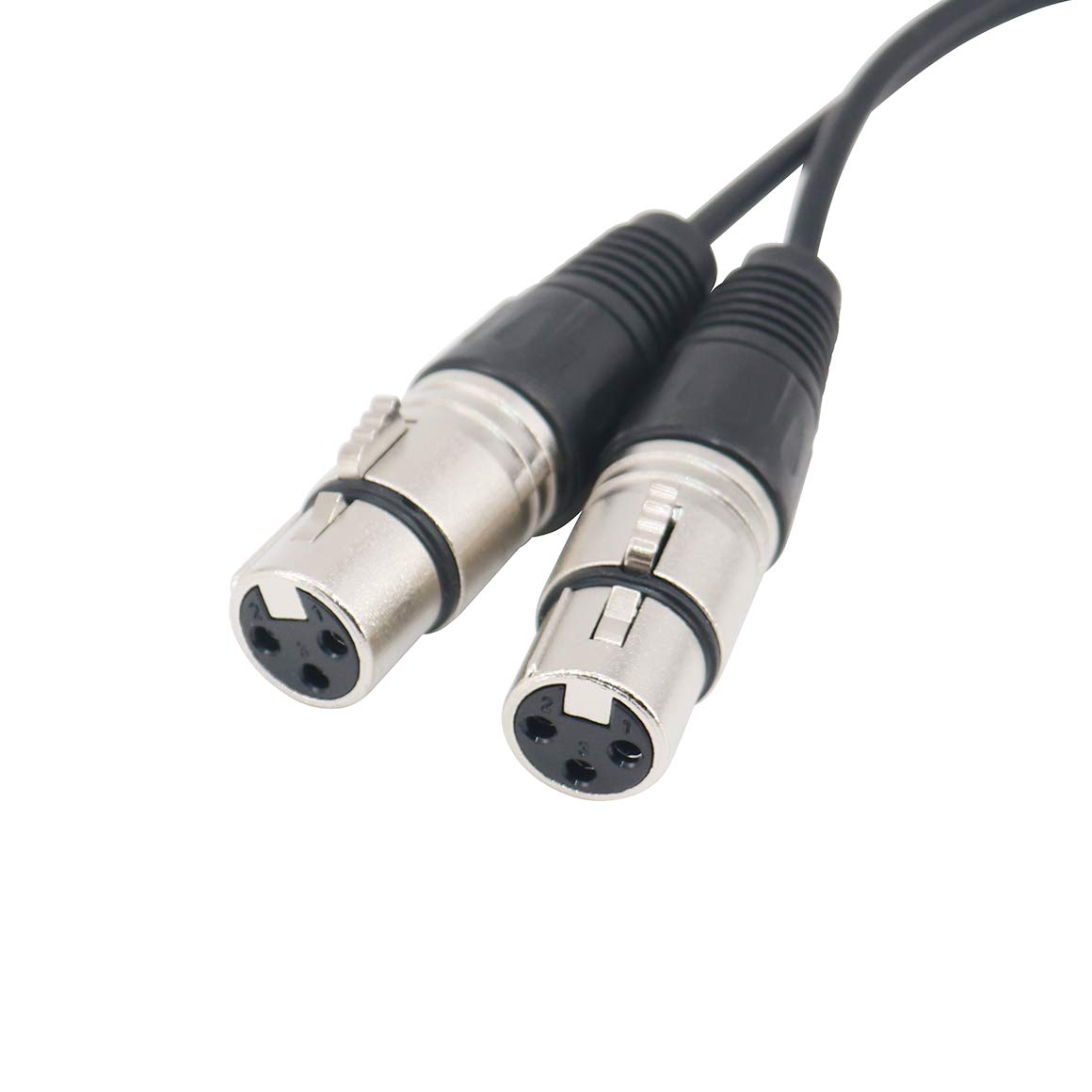 Tan QY Splitter XLR Cable 3 Pin XLR Splitter Y-Adapter Male to 2 Female DMX Cable， mic preamp, Splitter Patch Cable (1Ft)