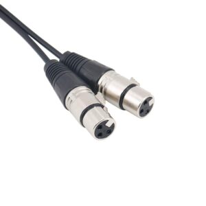 Tan QY Splitter XLR Cable 3 Pin XLR Splitter Y-Adapter Male to 2 Female DMX Cable， mic preamp, Splitter Patch Cable (1Ft)