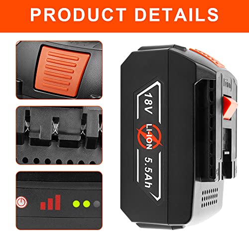 ARyee 18V 5.5Ah Replacement for Bosch 18V Battery BAT618 BAT609 BAT622 BAT609G BAT618G BAT619 BAT619G BAT610G 24618-01 Cordless Power Tools