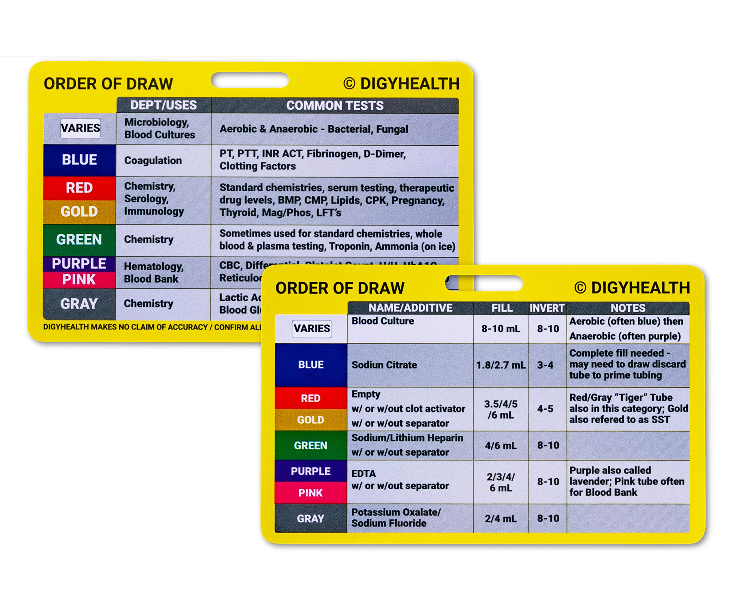 Silver Maple Leaf Order of Draw Badge Card for Phlebotomy – Horizontal Order of Blood Draw Card for Nurses, Nursing Clinicians and RN Students – Phlebotomy Cheat Sheet – Durable and Reliable