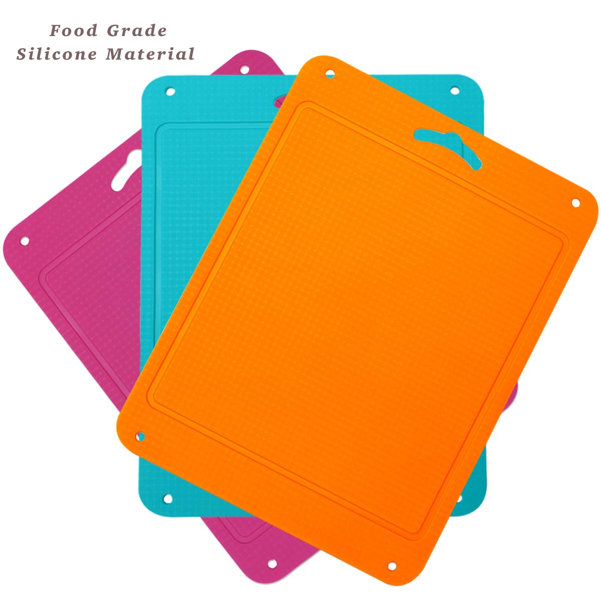 Kingneed Silicone Chopping Mat Flexible Thick Cutting Board Food Grade Material Odorless Two Sided Non-Slipping 0.15 inch Thickness, 12.6 x 9.6 inch for Kitchen (Blue)