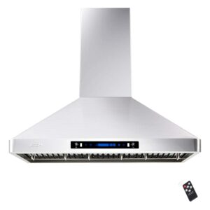 iktch 36"wall mount range hood, 900 cfm ducted/ductless range hood with 4 speed fan, pure stainless steel range hood 36 inch with gesture sensing & touch control making life smarter ikp02r-36