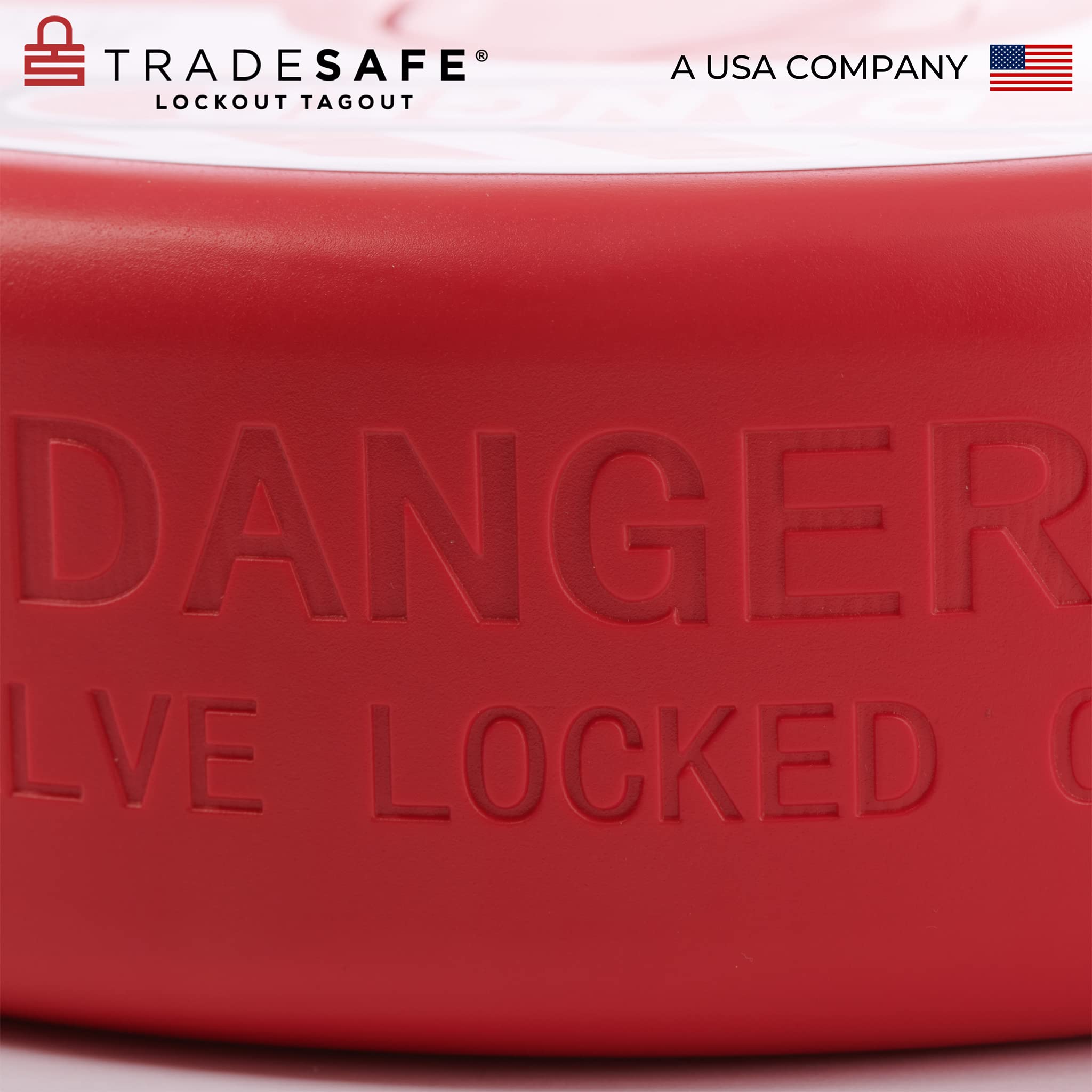 TRADESAFE Gate Valve Lockout - Red Valve Lockout Device, Lockout Tagout Valve Adjustable for 1 inch to 6-1/2 inch Diameter Valve Handles, Industrial Grade Polypropylene