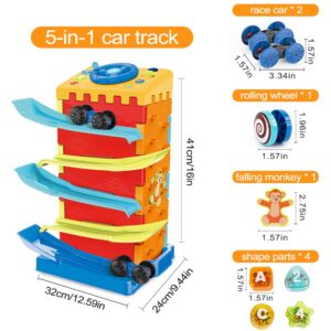 VATOS 5-in-1 Activity Cube Toys, Race Car Ramp Track,Toddler Toys, Montessori Stem Educational Cars Toys for 2 3 Years Old Boy and Girl, Great Gift as Toddler Boy Toys