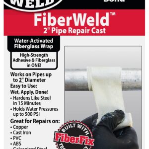 J-B Weld FiberWeld 2” Pipe Repair Cast 2x60 Inch - High Strength Adhesive Fiberglass Wrap - White (38260)