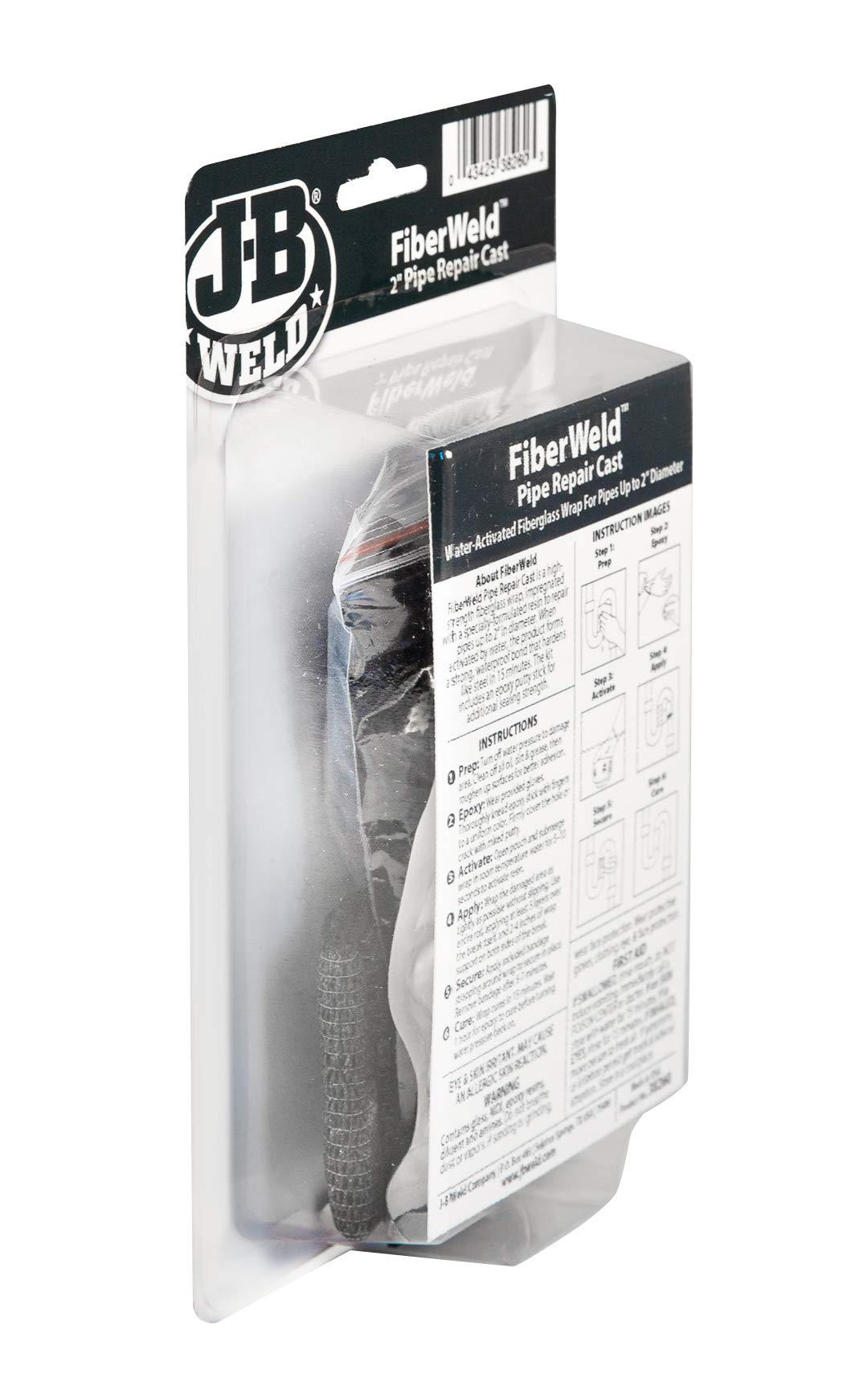 J-B Weld FiberWeld 2” Pipe Repair Cast 2x60 Inch - High Strength Adhesive Fiberglass Wrap - White (38260)