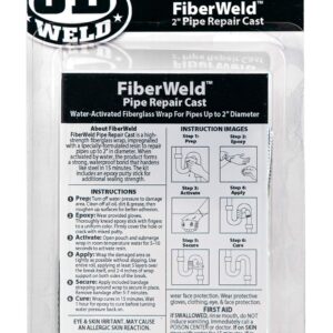 J-B Weld FiberWeld 2” Pipe Repair Cast 2x60 Inch - High Strength Adhesive Fiberglass Wrap - White (38260)