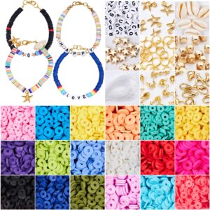 golray 4800 pcs flat round polymer clay spacer beads for jewelry making bracelets necklace earring diy craft kit with pendant and jump rings - creat 30-40 pack bracelets (6mm 18 colors beads)