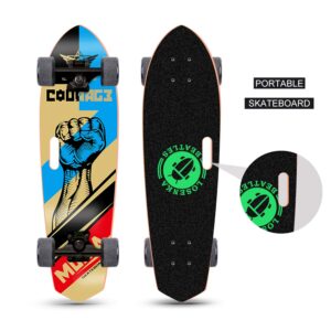 LOSENKA 28 inch Mini Cruiser Skateboard Cruiser | Canadian Maple Deck - Designed for Kids, Teens and Adults (Persistence Pro)