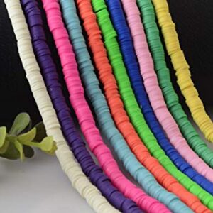 Clay Beads 10strands 6mm Vinyl Heishi Chip Disk Flat Round Loose Handmade Polymer Fimo Spacer Bead About 3200pcs Mutilcolor DIY for Jewelry Making Necklace Bracelet Finding (6mm, 10 Color Mixed)