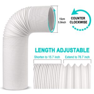 Air Conditioner Hose, Portable Exhaust Vent Hose with 5.9 Inch （6‘’） Diameter, Counterclockwise AC Hose Length to 80 Inch, Universal Replacement AC Vent Hose for LG and Many More Portable AC