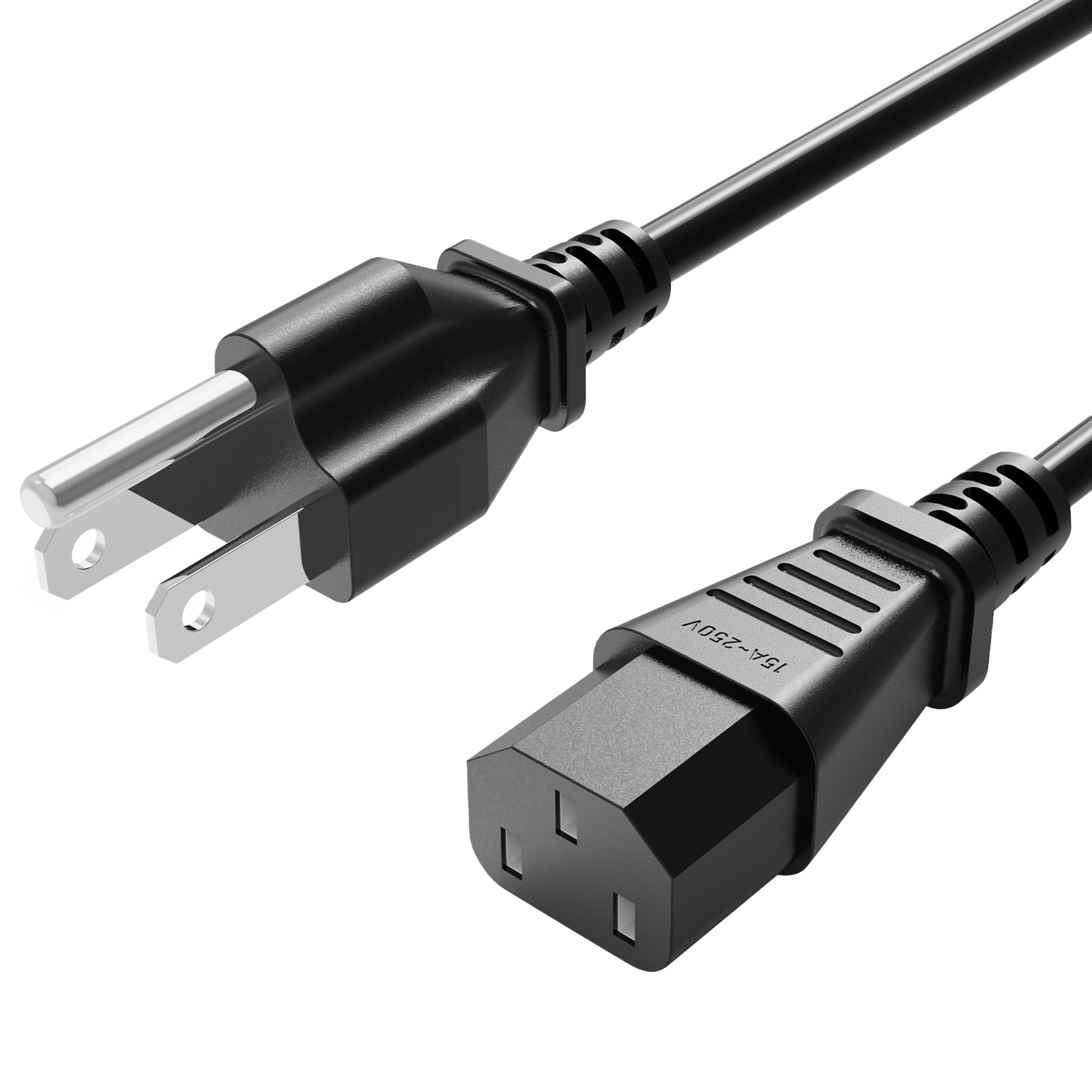 18 AWG Power Cable NEMA 5-15P to IEC320C13 for Computer Monitor TV Replacement 3 Prong Power Cord (5FT)