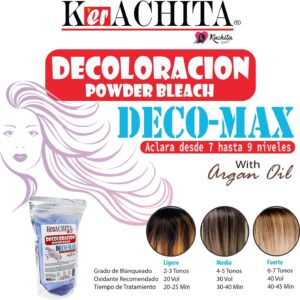 Professional Lightener for Hair Highlights, Bleaching, Highlighting, Balayage Kerachita Powder Bleach Blue Deco-Max, Decoloracion Azul en Polvo 1.10 Lb (500gr) Made in USA