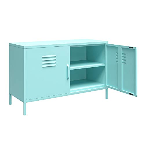 Novogratz Cache 2 Door Metal Locker Accent, Mint Cabinet