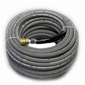 INTERCHANGE BRANDS, LLC - 3/8 In x 100ft 4000 PSI High Pressure Washer Hose Gray Non-Marking, Steel Braid, Quick Couplers, 275 Max Temp, Assembled In USA