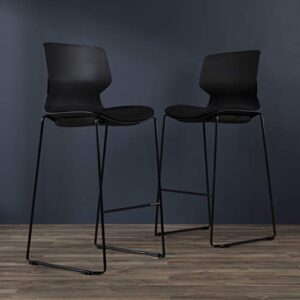 HON Basyx Contempo Guest Stool, 2 Pack, Black/Black