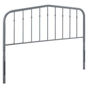 modway lennon modern farmhouse metal headboard, full, gray