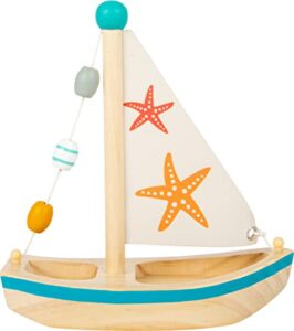 small foot wooden toys starfish sailboat premium water toy, multicoloured