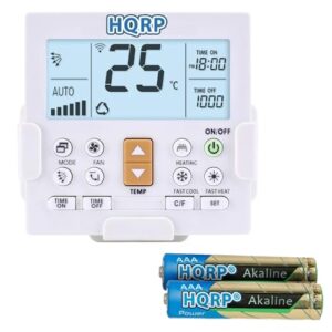 hqrp universal remote control for air conditioner: window ac, split ac, mini split ac etc. compatible with gree midea fujitsu mitsubishi lg panasonic sharp hisense haier aux mirage, 1000 other brands