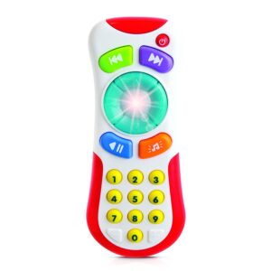 baby remote control toy for 3 months & up - light up toy remote with fun sounds & music - perfect baby gift