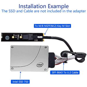 Mini Pcie to Pcie Adapter M.2 Module with Mini-SAS HD (SFF-8643) 36-Pin Connector for U.2 (SFF-8639) NVMe SSD (Upward miniSAS) - Support Intel 750 2.5-inch U.2 SFF SSD