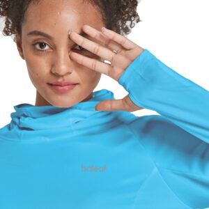 BALEAF Women's Hiking Long Sleeve Shirts with Face Cover Neck Gaiter UPF 50+ Lightweight Quick Dry SPF Fishing Running Hoddie Blue Size XL