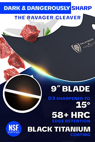 DALSTRONG Meat Cleaver Knife - 9 inch - Shadow Black Series - Black Titanium Nitride Coated - High Carbon - 7CR17MOV-X Vacuum Treated Steel - Sheath - Massive Razor Sharp Kitchen Knife - NSF Certified