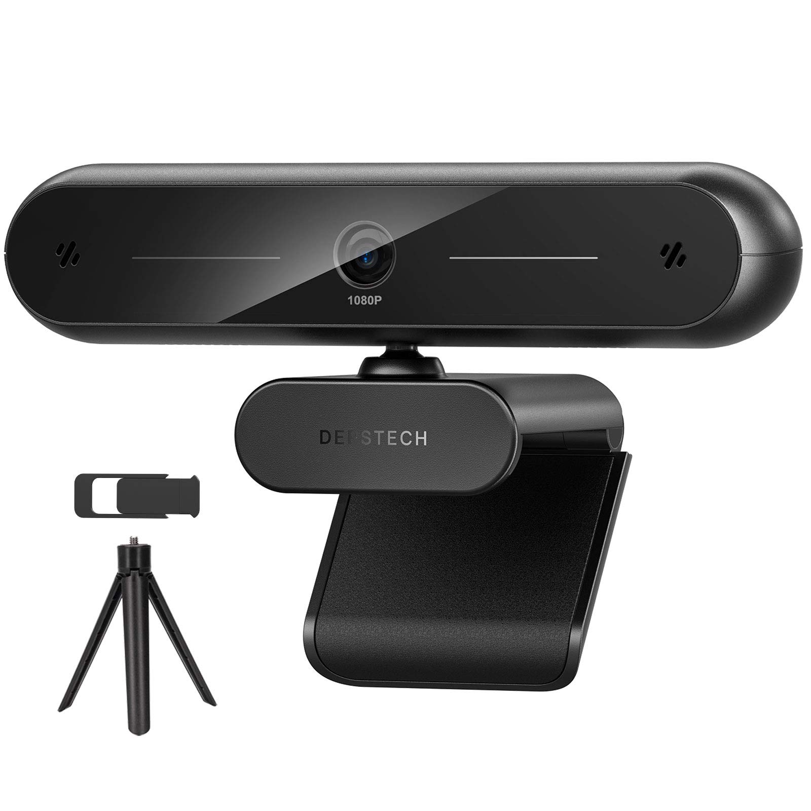 DEPSTECH Webcam with Microphone for Desktop, DW10 USB Webcam 1080P, Web Cameras for Computers, Computer Camera with Microphone for PC, Desktop, Laptop, Streaming Webcam with Cover Slide & Tripod