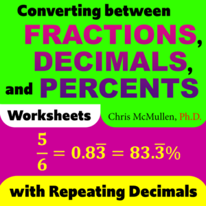 converting between fractions, decimals, and percents worksheets with repeating decimals