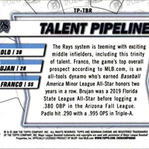 2020 Bowman Chrome Talent Pipeline Trios #TP-TBR Vidal Brujan/Wander Franco/Kevin Padlo Tampa Bay Rays RC Rookie MLB Baseball Trading Card