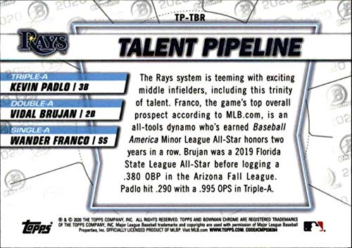 2020 Bowman Chrome Talent Pipeline Trios #TP-TBR Vidal Brujan/Wander Franco/Kevin Padlo Tampa Bay Rays RC Rookie MLB Baseball Trading Card