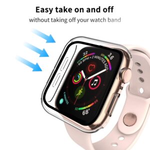 Smiling Case Compatible with Apple Watch SE 2023/Series 6/SE/Series 5/Series 4 44mm with Built in Tempered Glass Screen Protector, Overall Protective Hard PC Case Ultra-Thin Cover- Clear