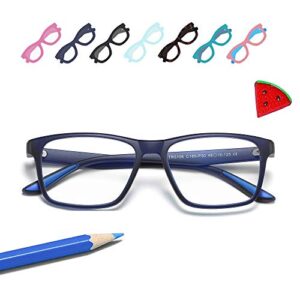 penbea kids blue light blocking glasses - blue light glasses for kids girls boys age 7-12, fake glasses anti bluelight glasses for kids - navy