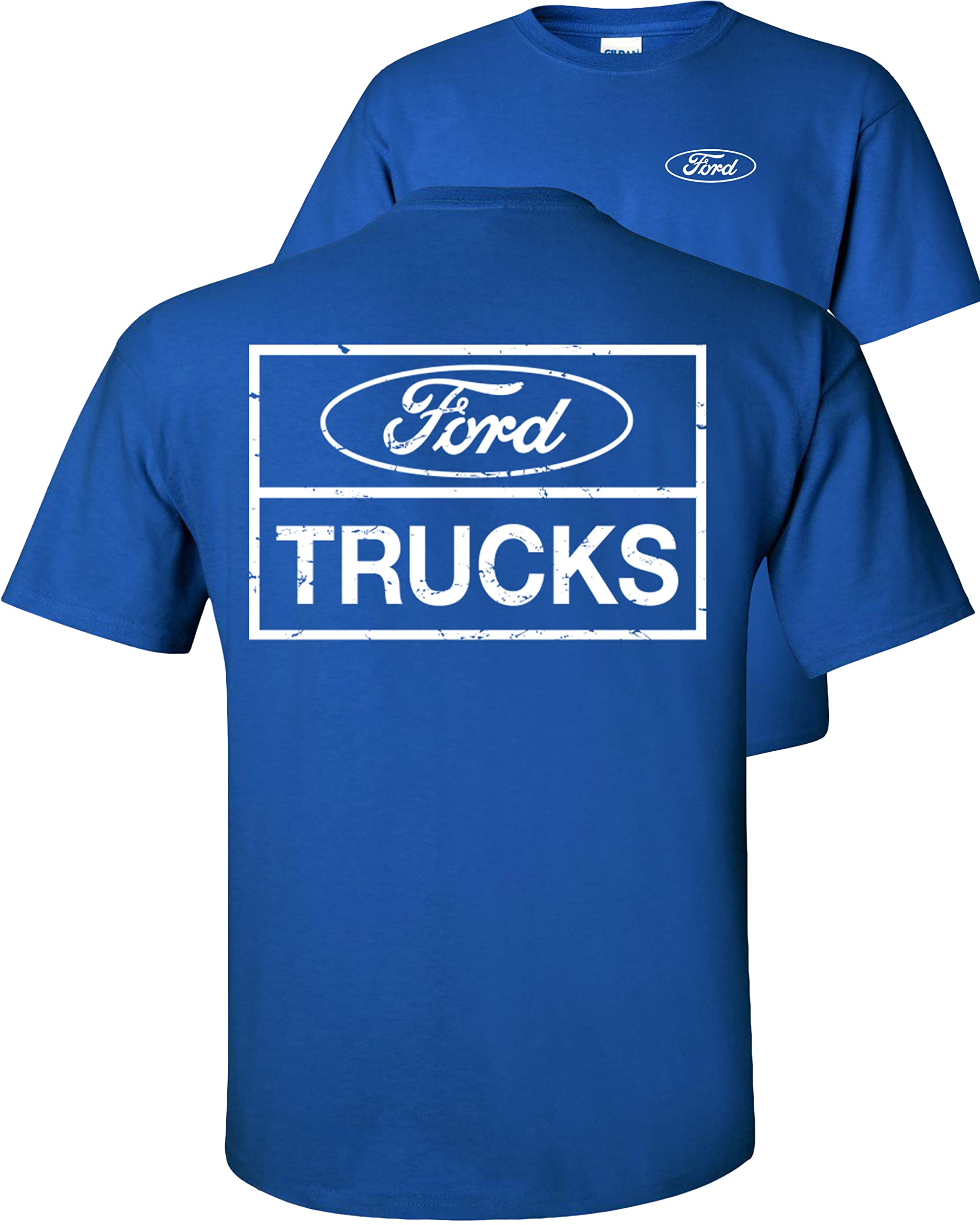 Fair Game Ford Trucks White Square Logo T-Shirt F&B Adult Unisex-Royal Blue-XL