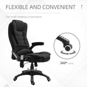 Vinsetto 6 Point Vibration Massage Office Chair with Heat, High Back Executive Office Chair with Padded Armrests, Linen Reclining Computer Chair, Black