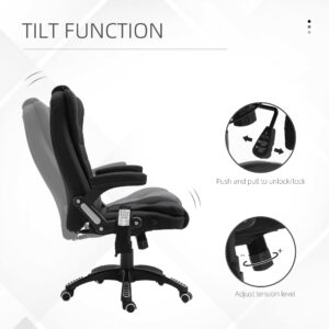 Vinsetto 6 Point Vibration Massage Office Chair with Heat, High Back Executive Office Chair with Padded Armrests, Linen Reclining Computer Chair, Black