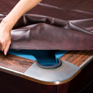 Shieldo Heavy Duty Leatherette Billiard Pool Table Cover,Waterproof&Tearproof Cover for Pool Table,7/8/9 Foot Fitted(8FT/Brown)