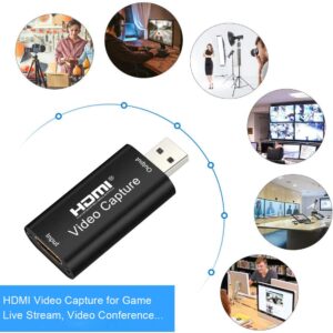 HDMI Video Capture Card, 4K HDMI to USB Capture Card Full HD 1080P 30fps, Record via DSLR, Camcorder, Action Cam for Live Streaming, Compatible with Nintendo Switch, PS4, Xbox One, PC