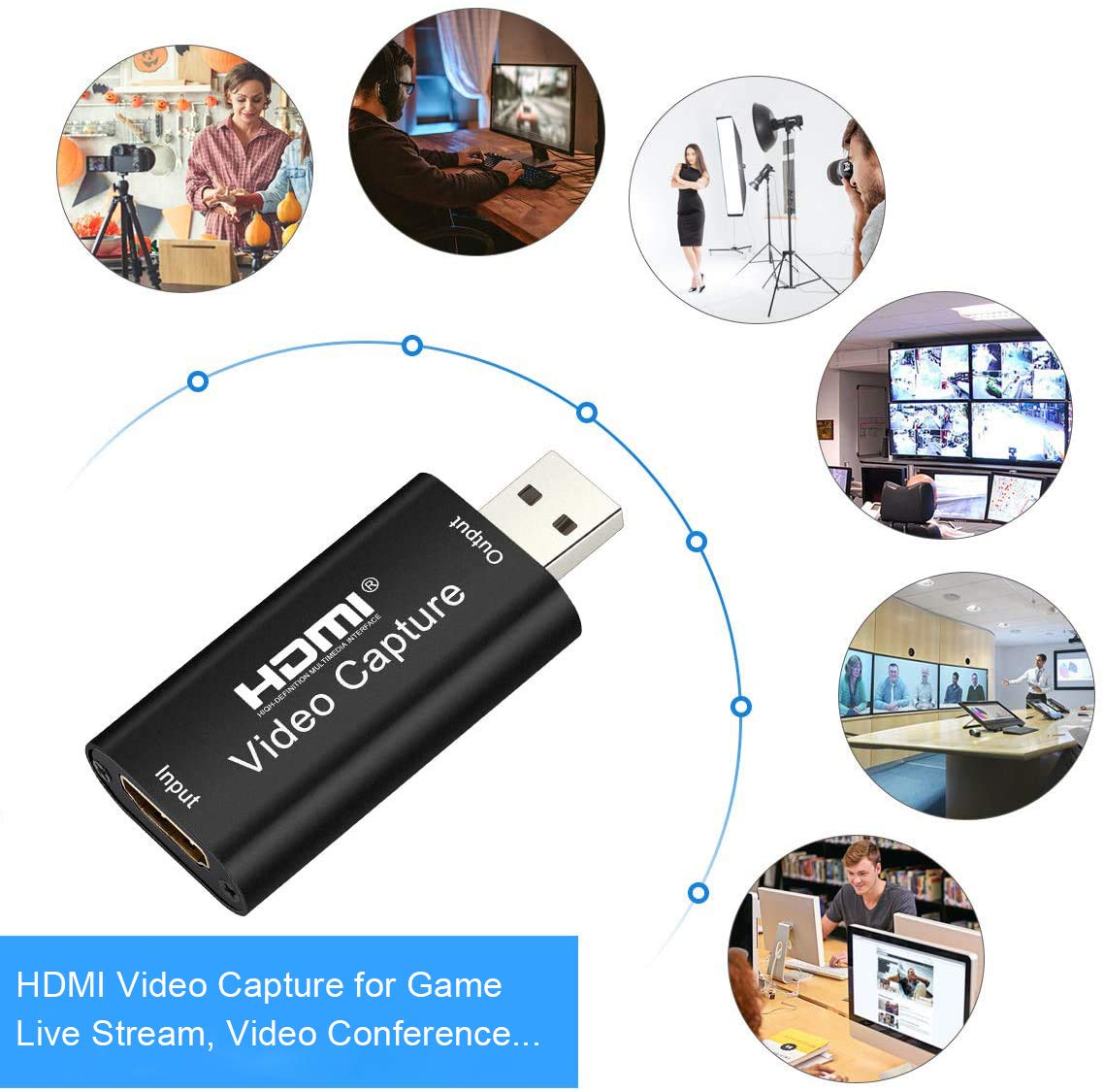 HDMI Video Capture Card, 4K HDMI to USB Capture Card Full HD 1080P 30fps, Record via DSLR, Camcorder, Action Cam for Live Streaming, Compatible with Nintendo Switch, PS4, Xbox One, PC