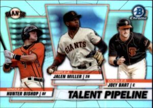 2020 bowman chrome talent pipeline trios #tp-sfg hunter bishop/joey bart/jalen miller san francisco giants rc rookie mlb baseball trading card