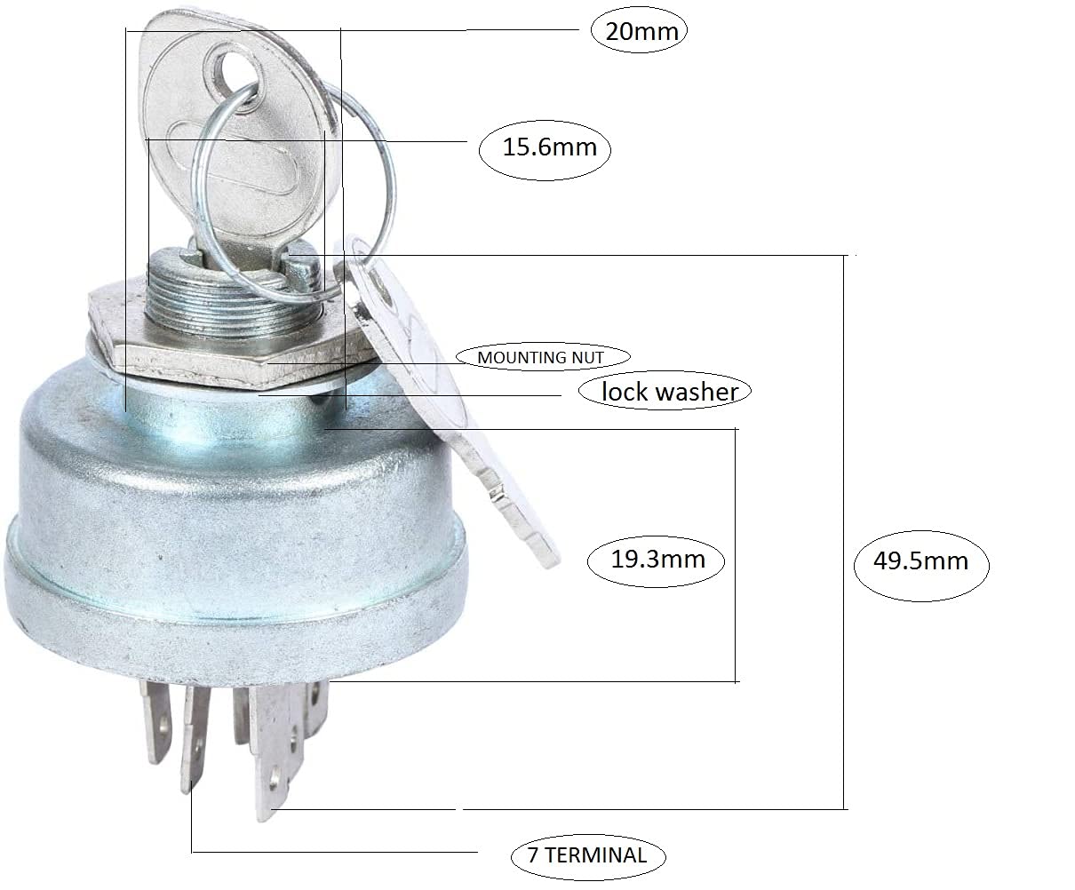 Riding Lawn Mower Ignition Switch Replaces STD365402 725-1717 925-1717 140301 92556 092556MA 092556 532140301 fits Briggs & Stratton Craftsman Husqvarna Murray ayp 4position 7terminal (1 Pack)