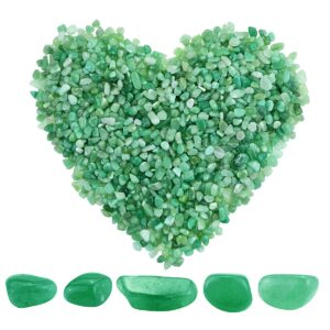 twdrer 2lb/950g small natural green aventurine tumbled chips crushed stone irregular shaped quartz rock healing reiki crystal gemstone for jewelry making garden aquarium vase plant decoration(green)