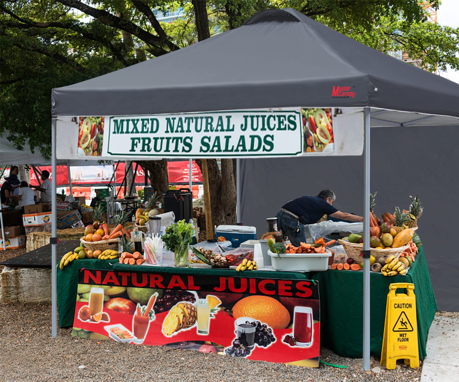 MASTERCANOPY Durable Pop-up Canopy Tent with 1 Sidewall (10'x10',Dark Gray)